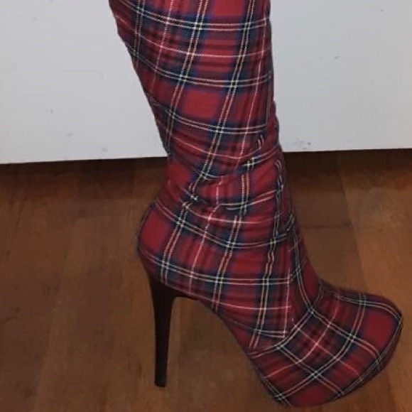Tanja Club | Shoes | Tanja Club Tartan Thigh High Platform Boots | Poshmark